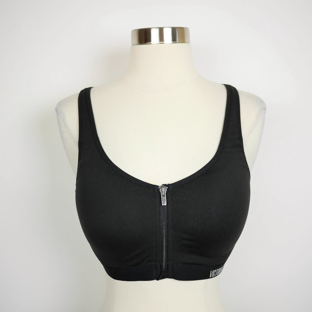 Victoria's Secret Sport Black Knockout Zip Bra - Gem